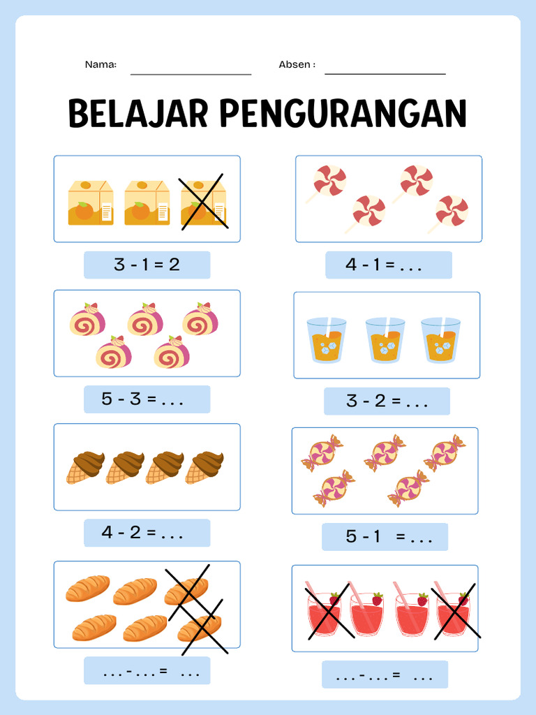 Pengurangan Lembar Kerja | PDF