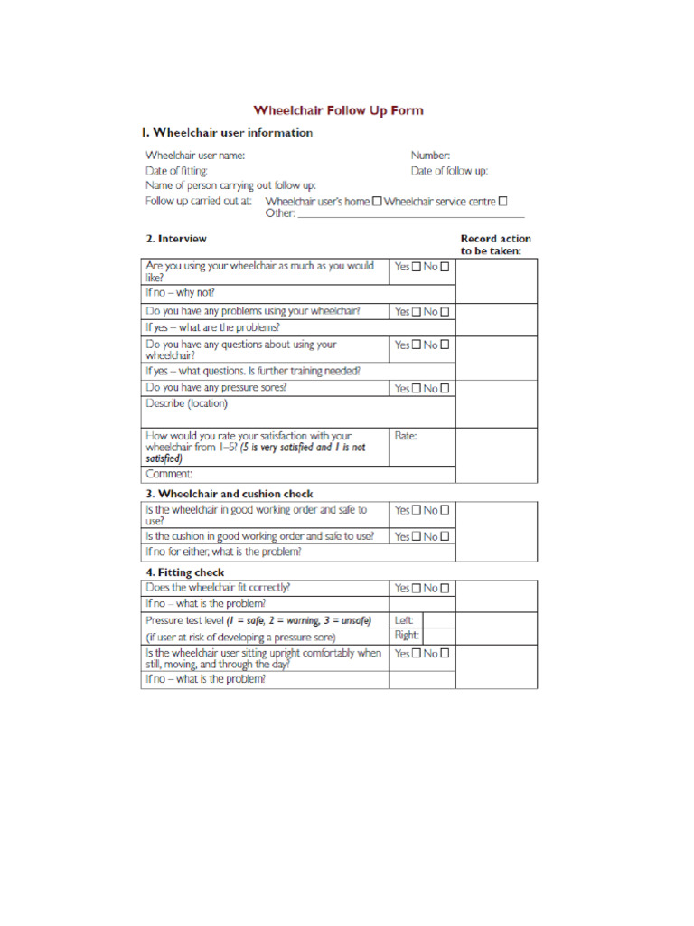 Draft Wheelchair Check Out Form | PDF