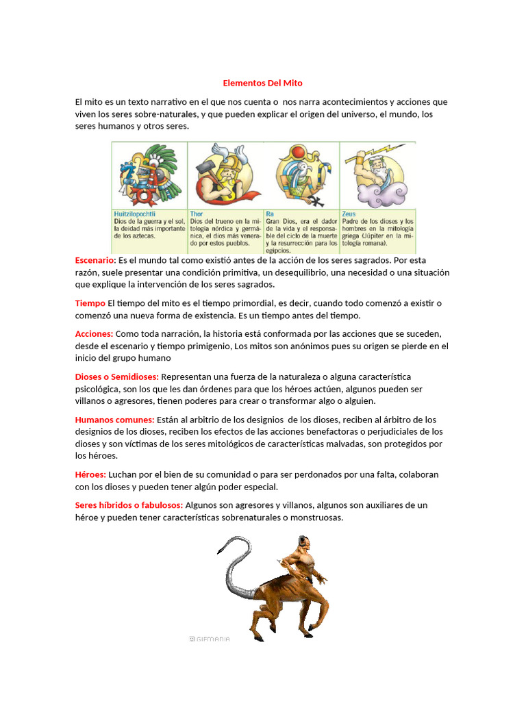 Lenguaje y L. Elementos Del Mito | PDF