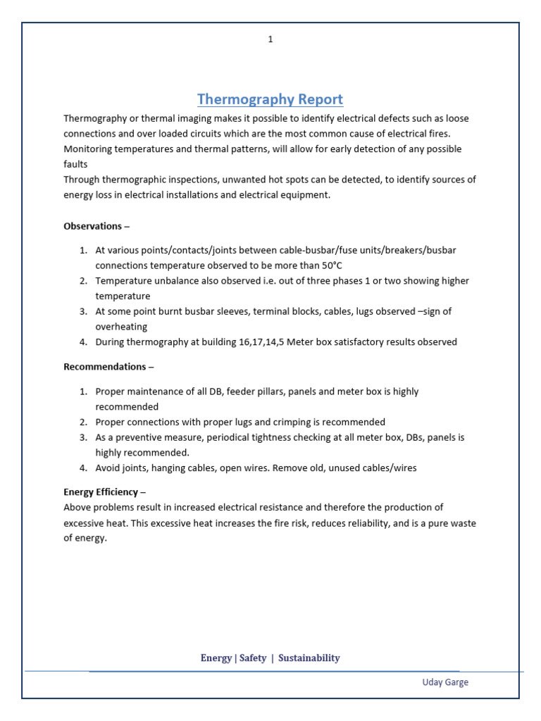 Thermography Report: Electrical Safety Insights | PDF | Thermography ...