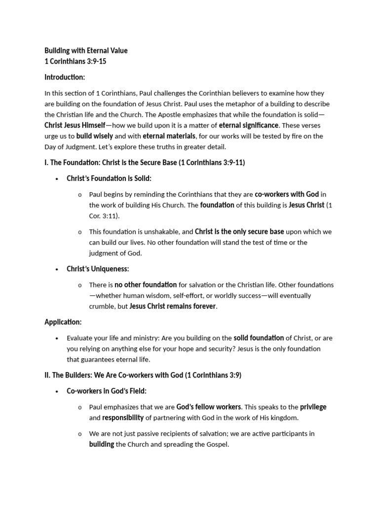 Building on Christ's Eternal Foundation | PDF | God In Christianity | Jesus