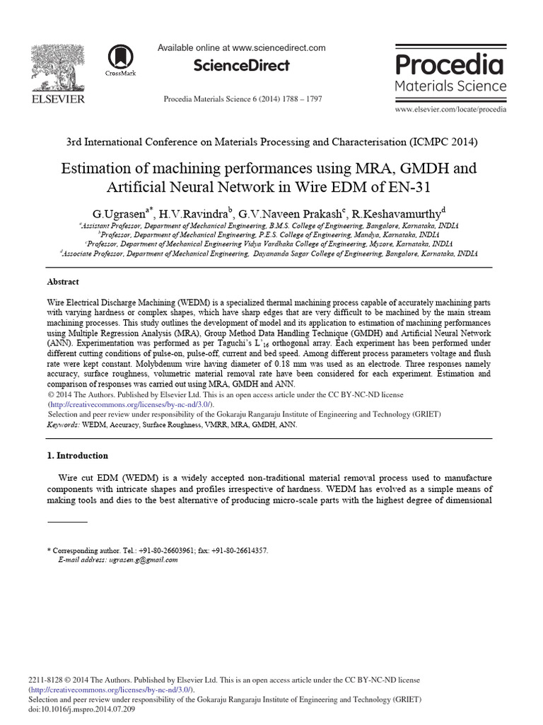 Estimation of Machining Performances Using MRA, GMDH and | PDF ...