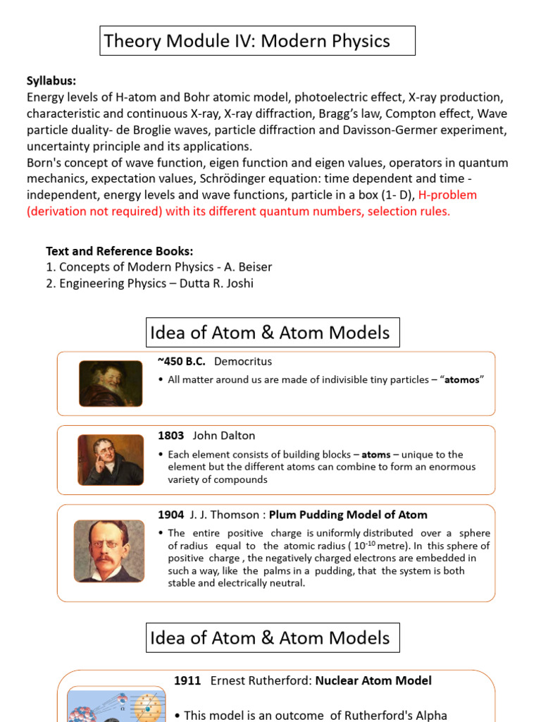 Intro Modern Physics Bohr Theory | PDF | Atoms | Electron