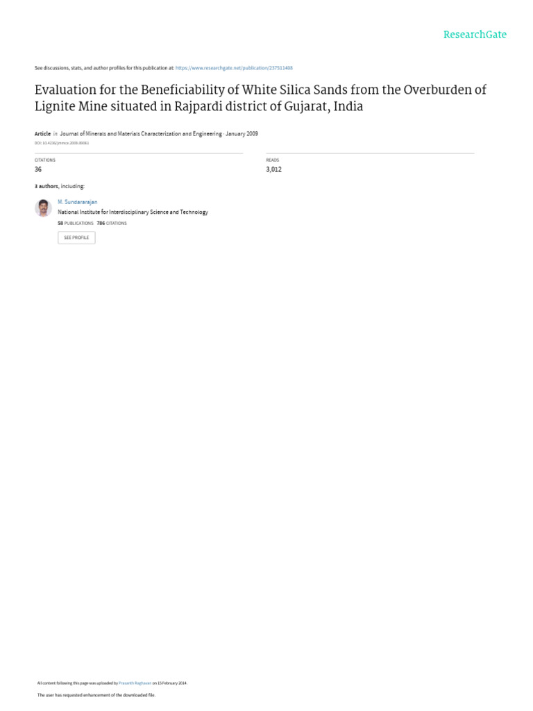 Evaluation for the Beneficiability of White Silica | PDF | Silicon ...