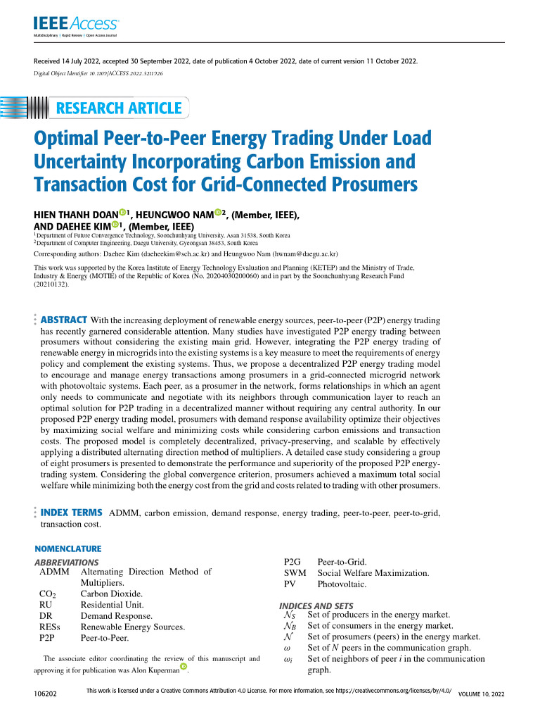 Optimal Peer-To-Peer Energy Trading Under Load Uncertainty ...