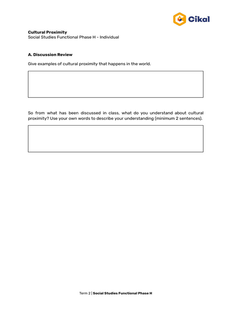 Example of Guiding Activity For Cultural Proximity Topic in SSFH | PDF