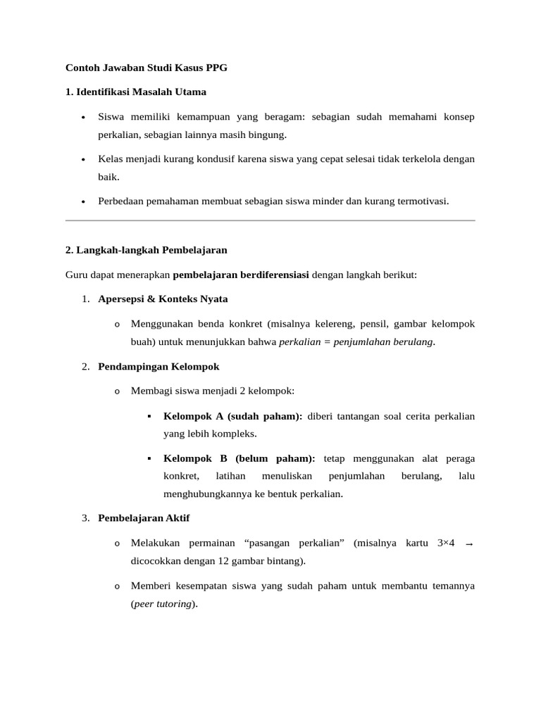 Contoh Jawaban Studi Kasus PP1 | PDF