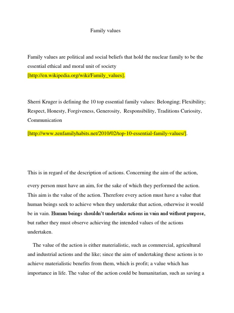 Family Values | PDF | Value (Ethics) | Morality