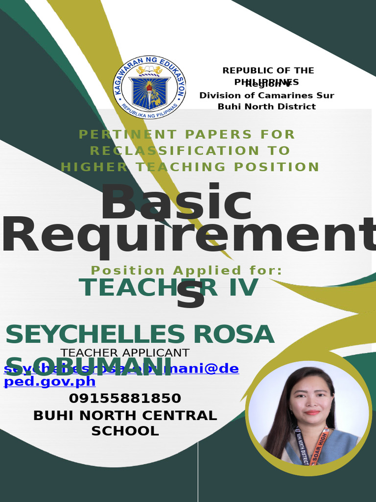 Teacher IV Reclassification Documents | PDF | Teachers | Learning