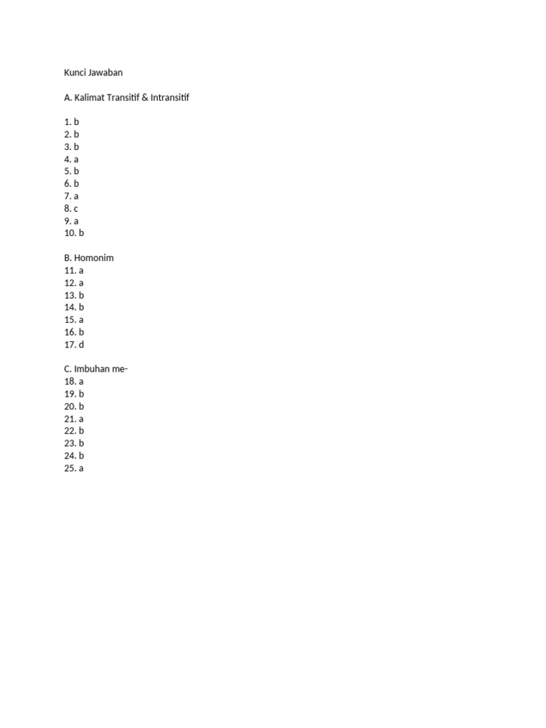 Kunci Jawaban Bahasa Indonesia | PDF