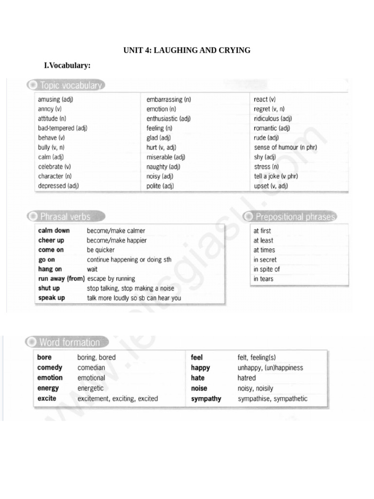 UNIT 4 Laughing and Crying | PDF