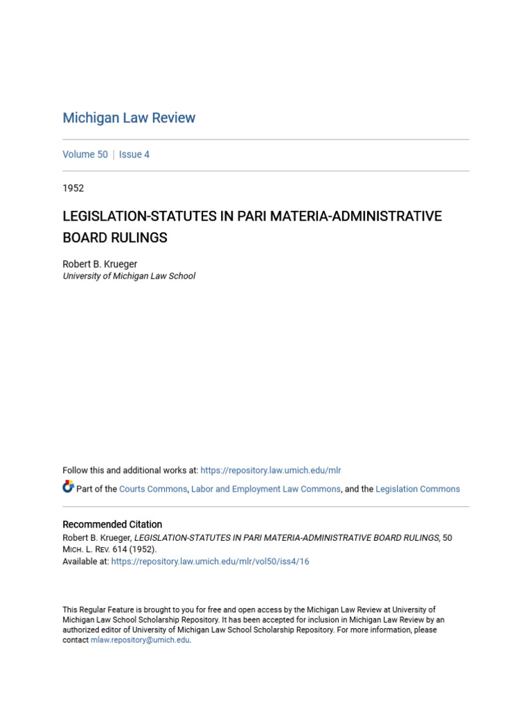Legislation-Statutes in Pari Materia-Administrative Board Rulings | PDF ...