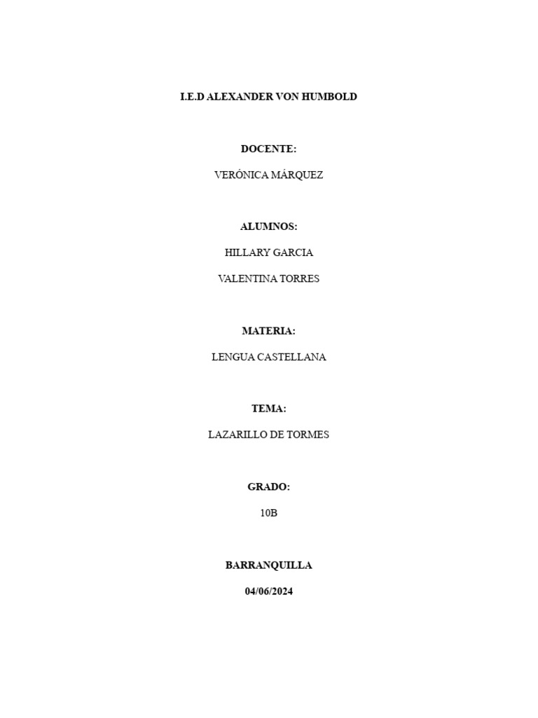 Taller sobre Lazarillo de Tormes | PDF | Poesía épica | Novelas