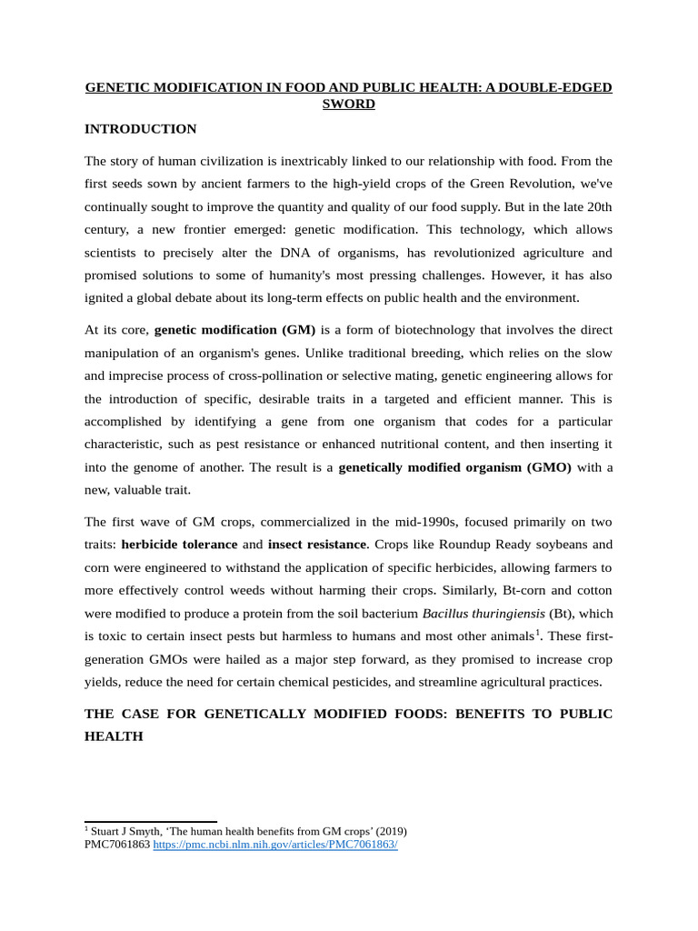 Genetic Modification in Food and Public Health-1 | PDF | Genetic ...