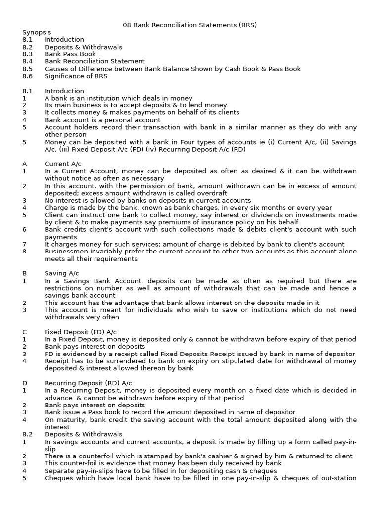 Understanding Bank Reconciliation Statements | PDF | Banks | Debits And ...