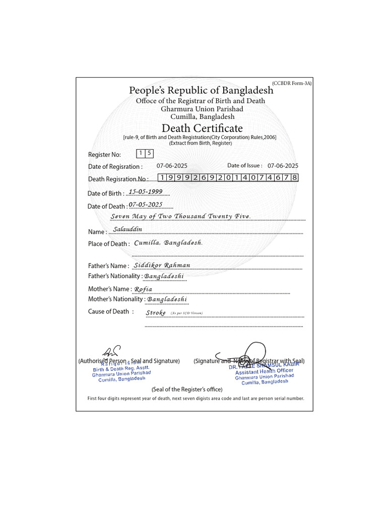 Birth and Death Registration Form | PDF | Social Institutions | Civil ...