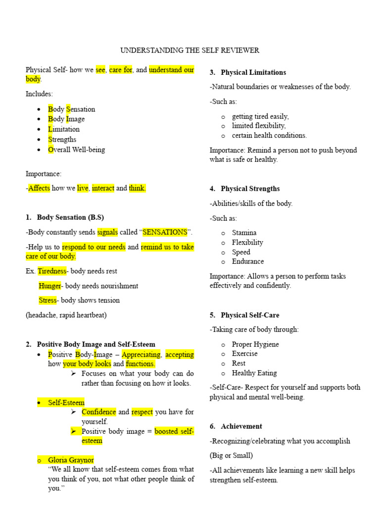 Understanding Physical Self-Care and Body Image | PDF | Body Image ...