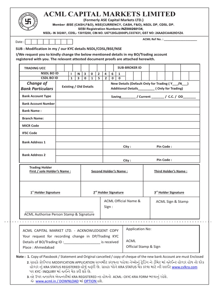 ACML KYC Modification Request Form | PDF
