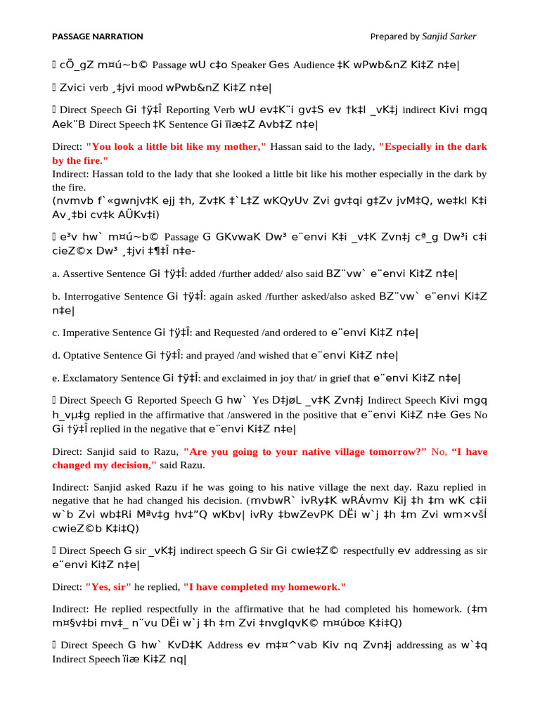 Passage Narration Rules | PDF | Language Mechanics | Linguistic Morphology