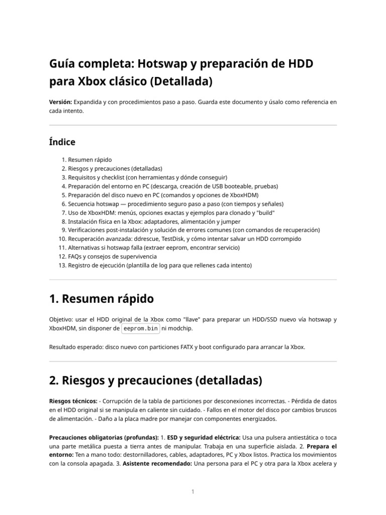 Hotswap HDD Xbox Clásica: Guía Completa | PDF | Arranque | Disco duro