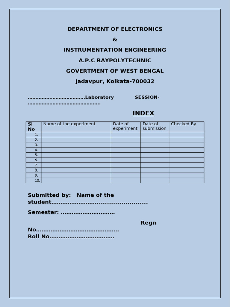 Electronics Lab Experiment Log Template | PDF