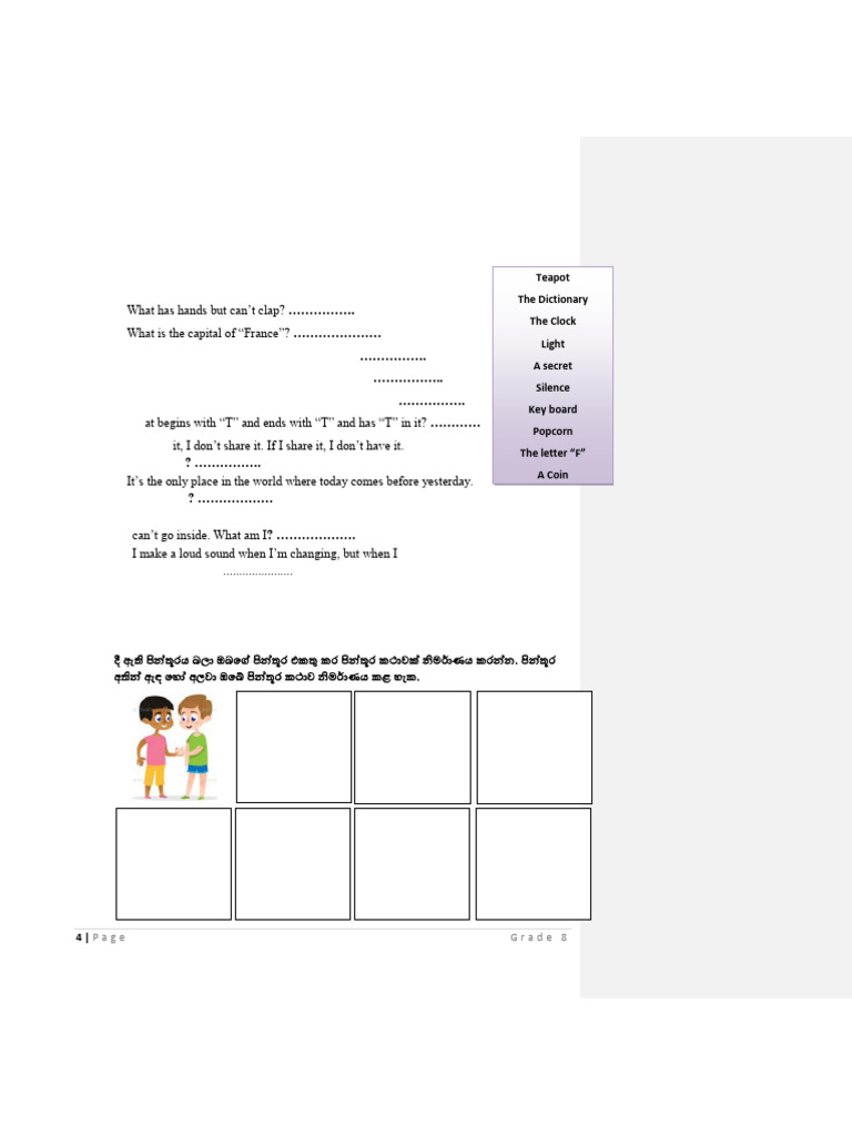 Self Study Pack - English - Grade 8 - Removed | PDF | Adjective | Sri Lanka