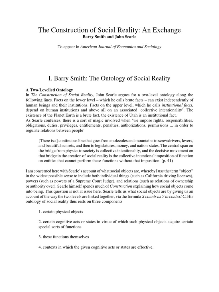 The Construction of Social Reality | PDF | Logical Truth | Truth