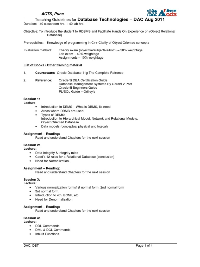 DBT Teaching Guidelines | PDF | Sql | Databases
