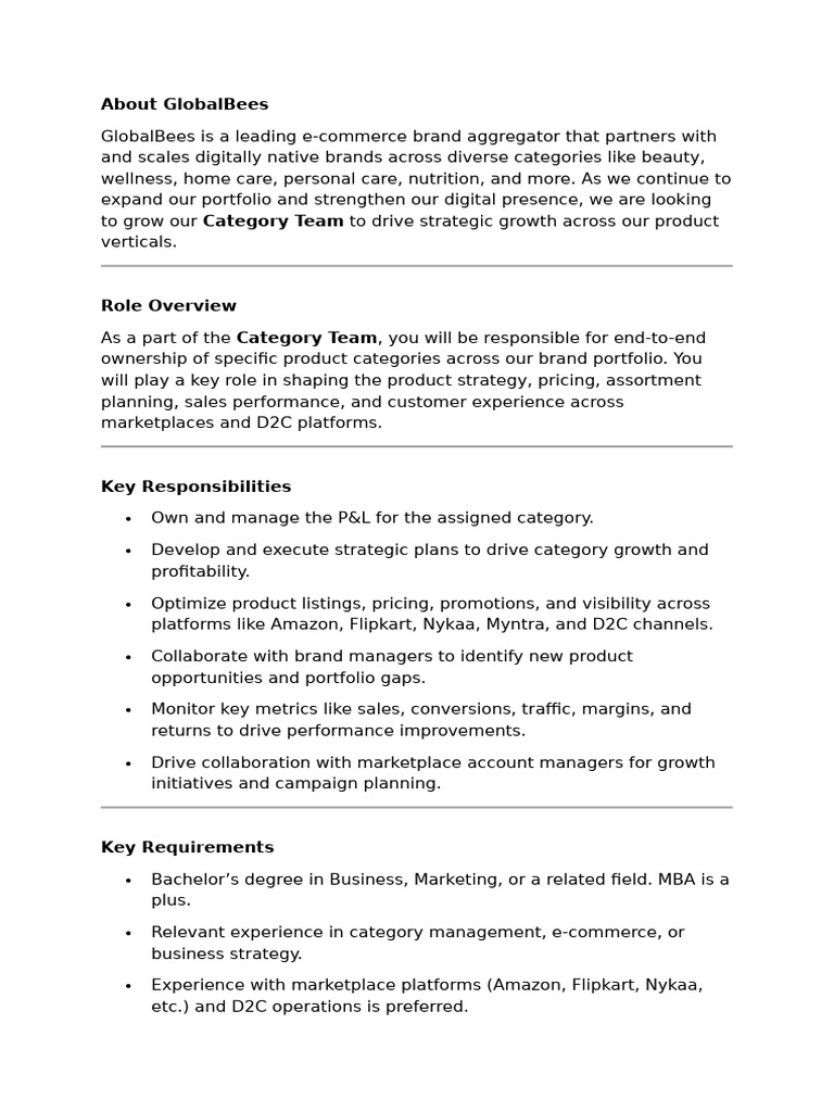 Category - Job Description | PDF