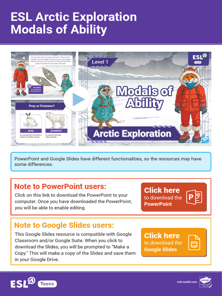 t e 1750941370 Esl Arctic Exploration Level 1 Powerpoint Modals of ...