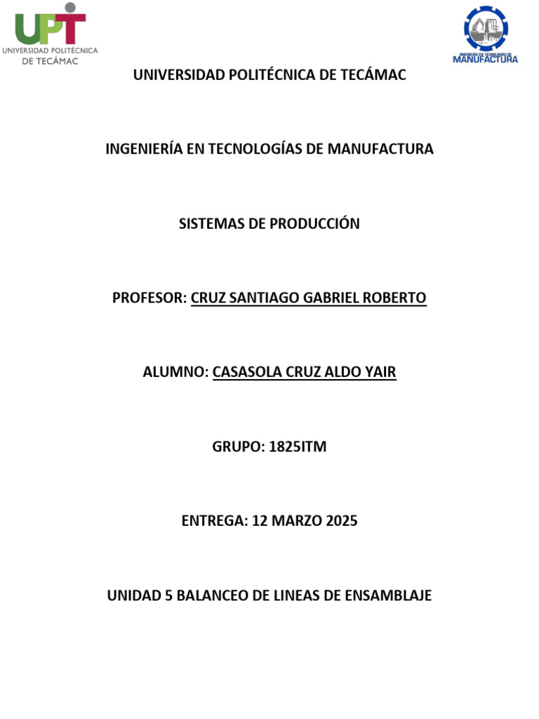 Balanceo de Líneas en Producción | PDF | Matriz (Matemáticas) | Gestión ...