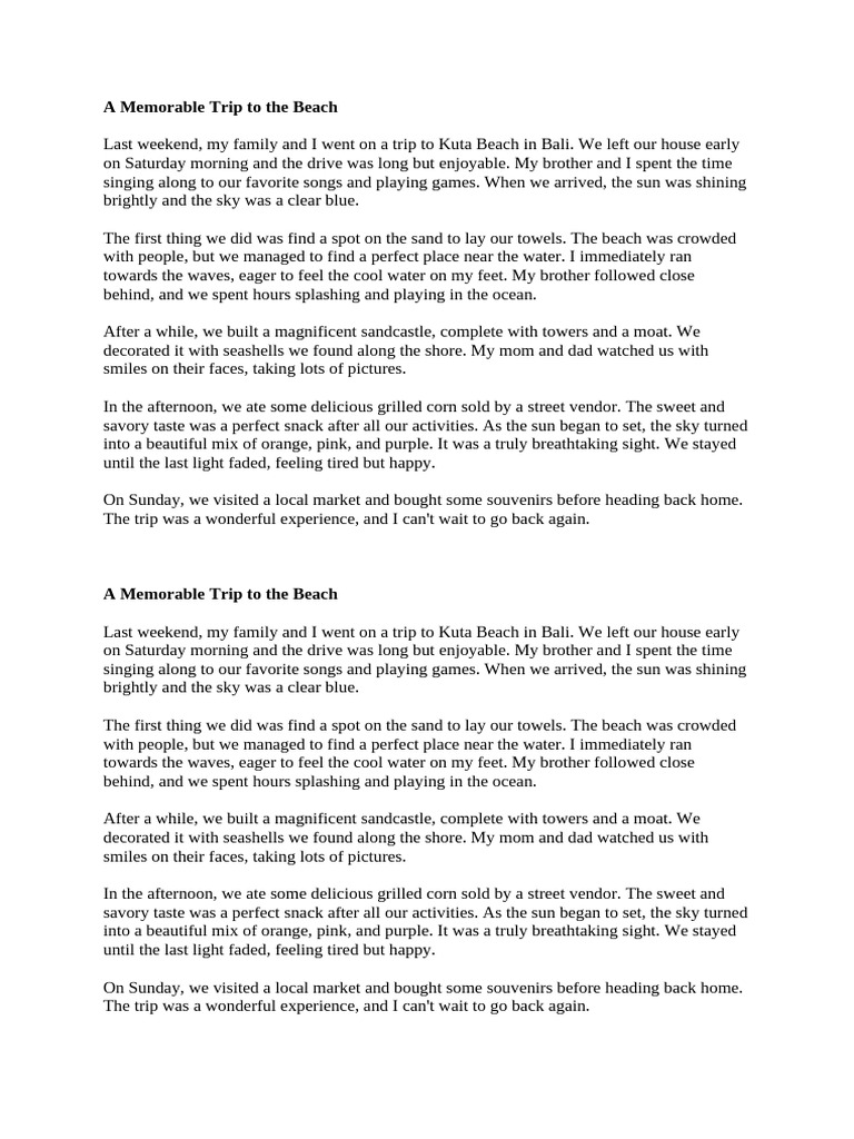 A Memorable Trip To The Beach | PDF