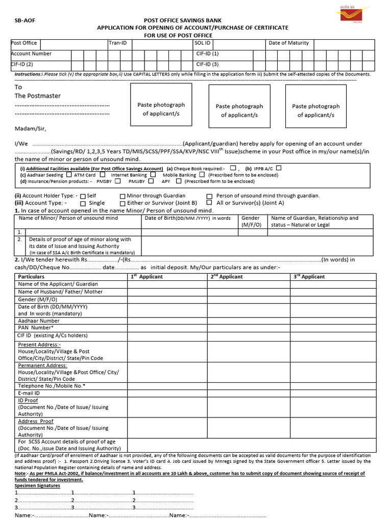 Posb Account Opening Form Posb | PDF | Identity Document | Government