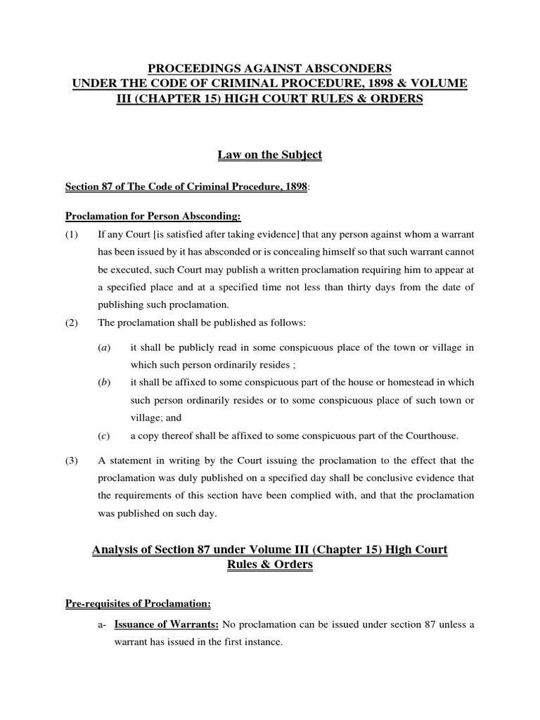Process of Proclamation Against Absconde | PDF | Arrest Warrant ...