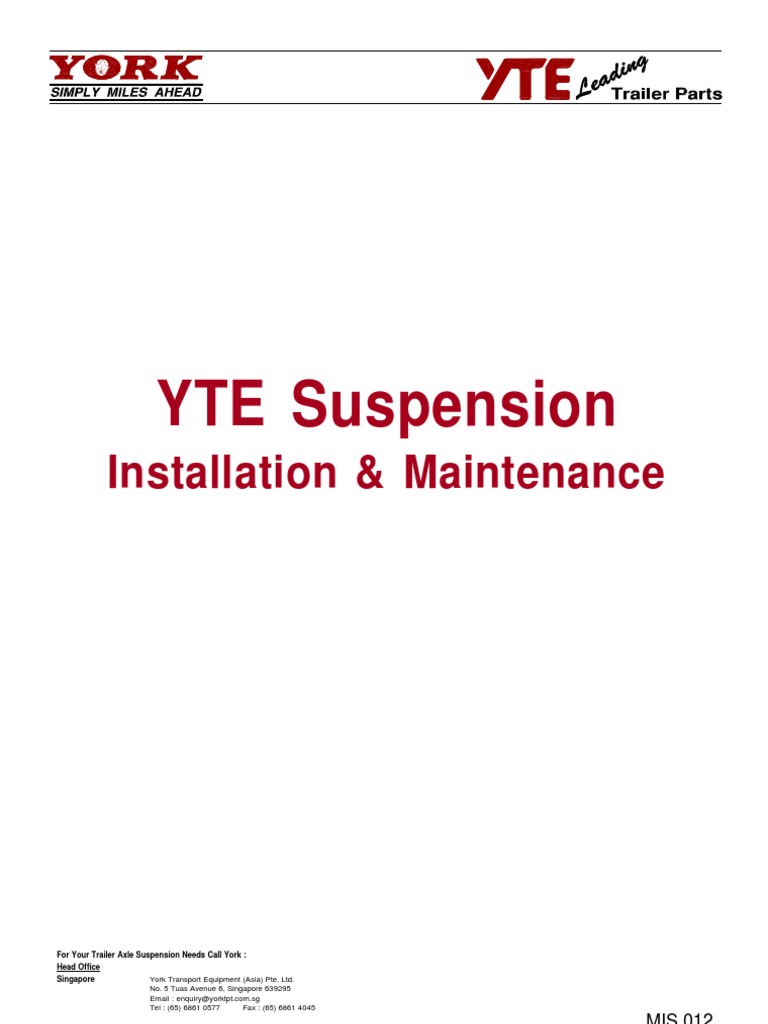 YTE Suspension Installation Maintenance | PDF | Suspension (Vehicle) | Axle