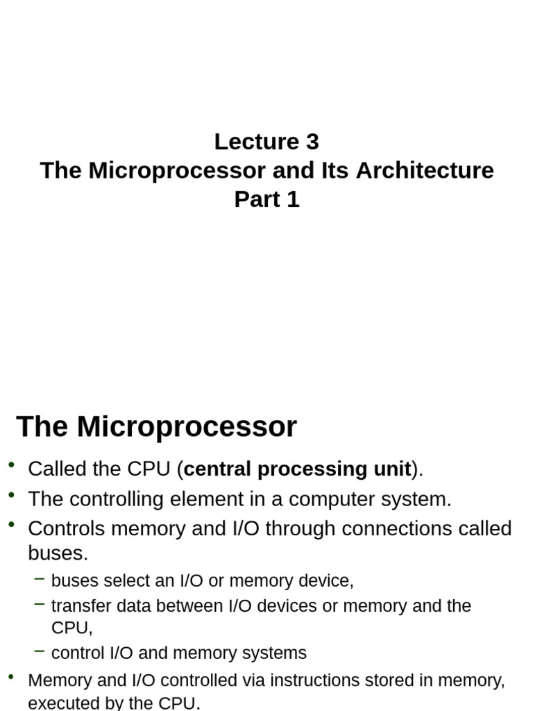 03 Lecture 03 Ch2 Mciro Processor Archetecture | PDF | Central ...