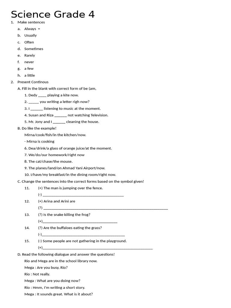 Grade 4 Science: Grammar and Vocabulary | PDF