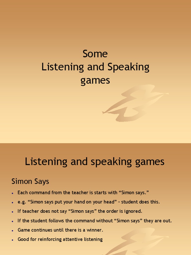 Fun Listening and Speaking Games | PDF | Sentence (Linguistics) | Languages