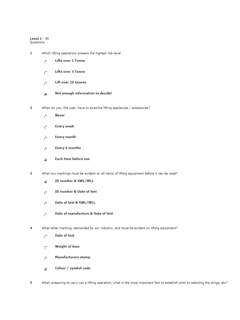Lifting and Rigging Supervisor Assessment Questions | PDF | Crane (Machine)