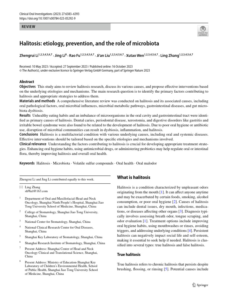 Halitosis Etiology Prevention and The Role of Microbiota | PDF | Oral ...