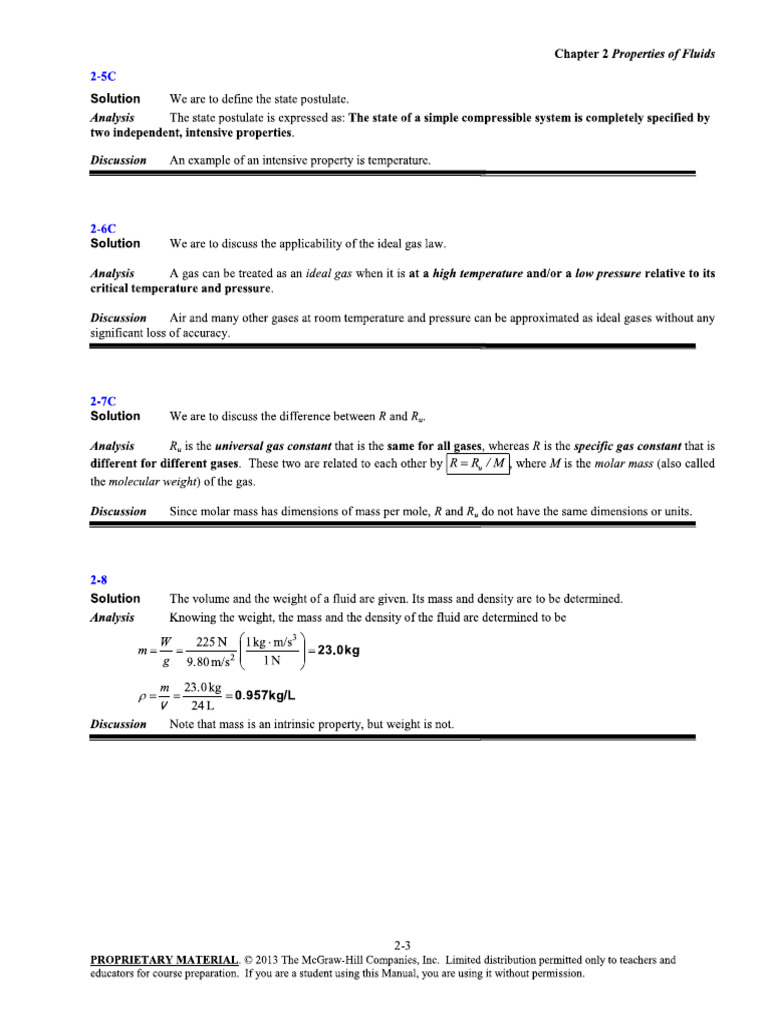 Fluid Tutorial 1 Solutions 063209 | PDF