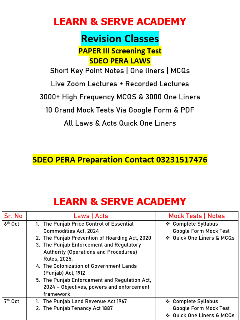 Paper III Revision Classes Through Quick One Liners | PDF