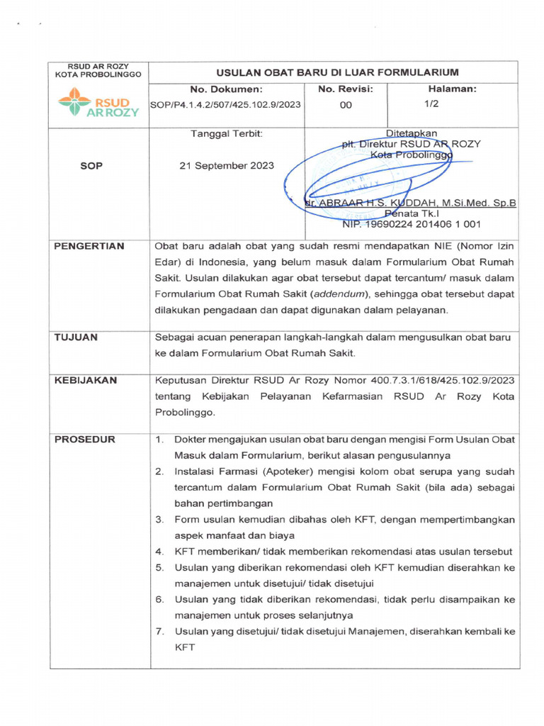 02 Usulan Obat Baru Diluar Formularium | PDF