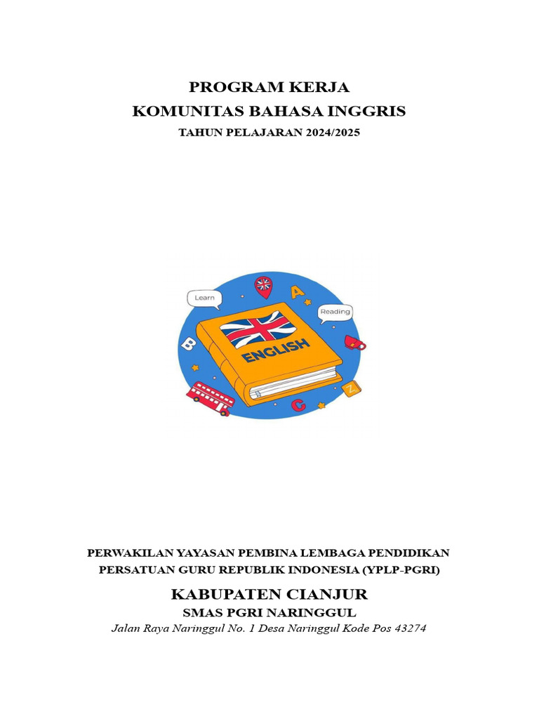 Program Kerja Komunitas Bahasa Inggris 2024 | PDF