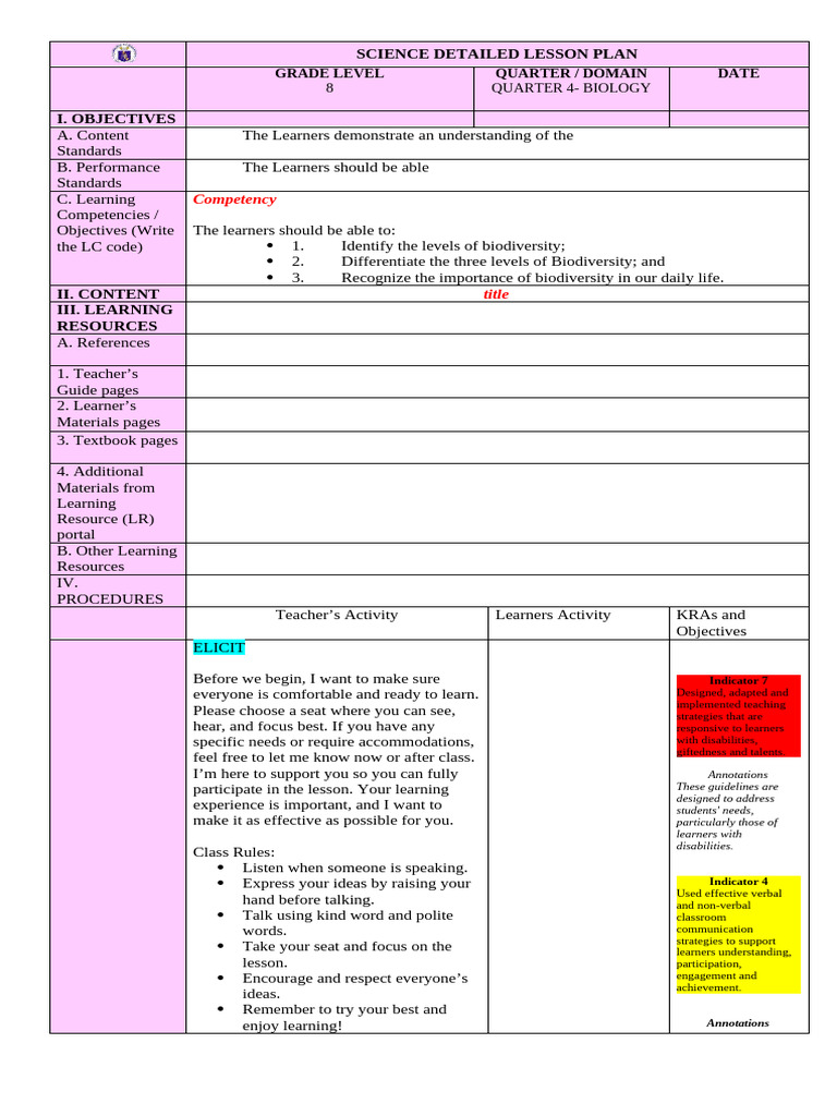 8th Grade Biology: Biodiversity Lesson Plan | PDF | Biodiversity ...