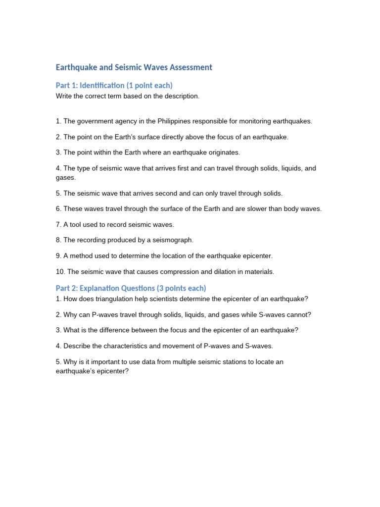 Earthquake Seismic Waves Assessment | PDF