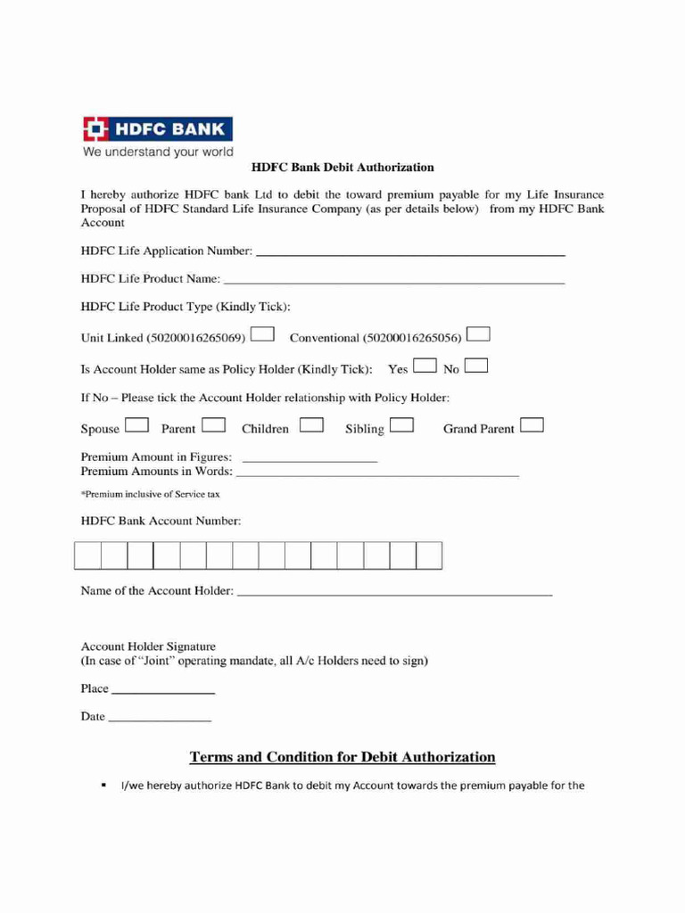 Debit Authorization Form | PDF
