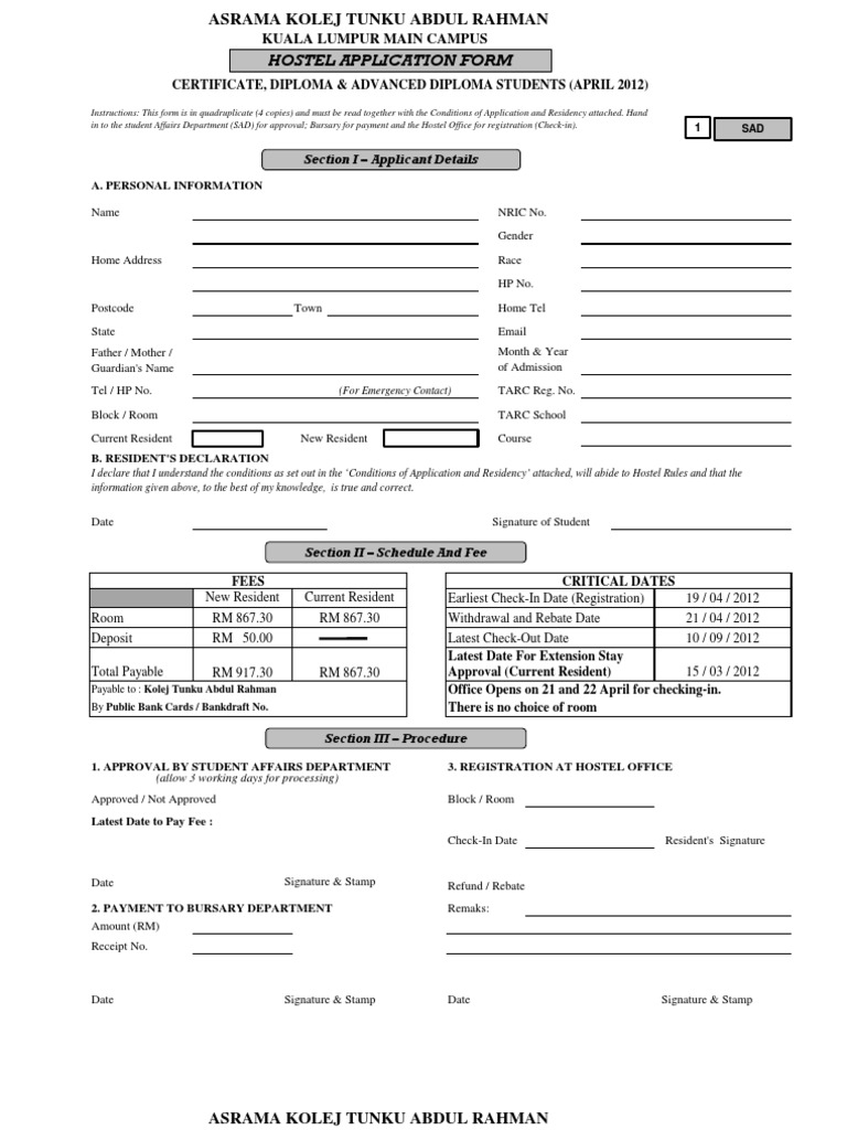 Hostel Application Form | Tax Refund | Fee | Free 30-day Trial | Scribd