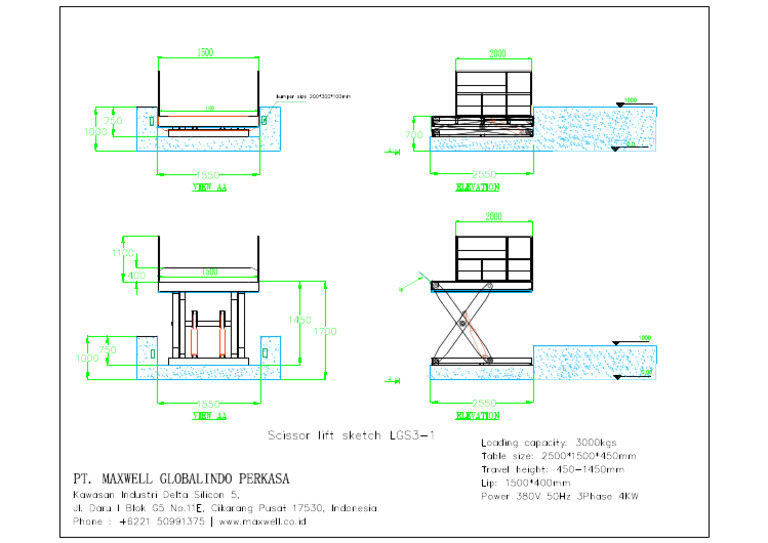 Scissor Dock Lift Sketch Drawing LGS3-1 2.5x1.5 | PDF