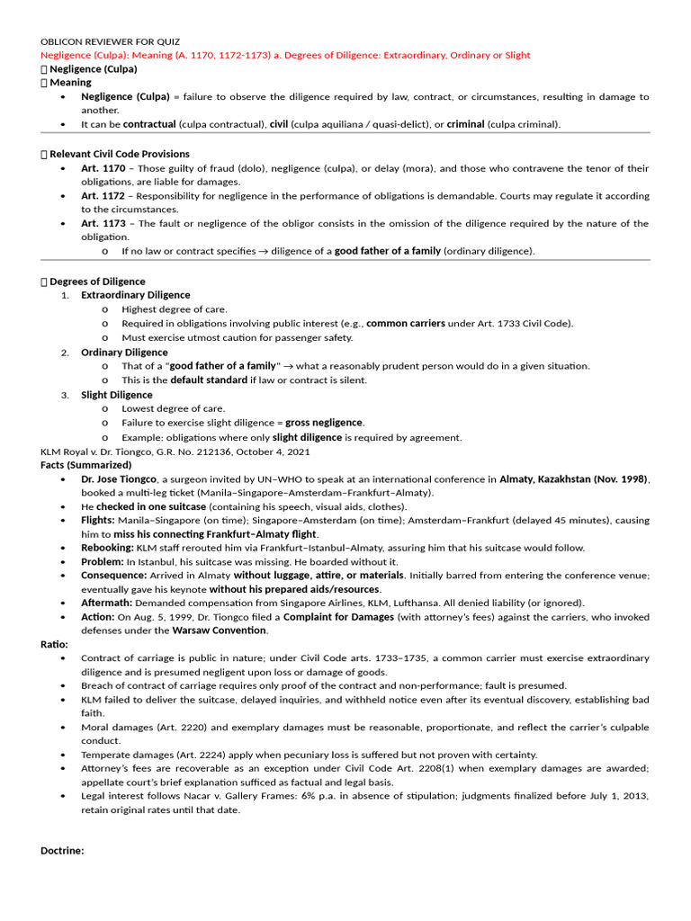 Oblicon Reviewer Negligence Up To Contravention of Terms | PDF | Negligence | Legal Liability